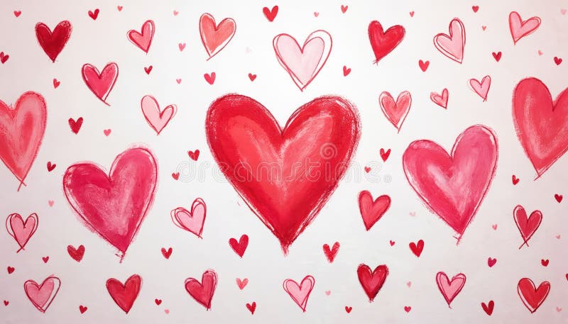 Horizontal Composition Featuring Romantic Hand-drawn Heart Border ...