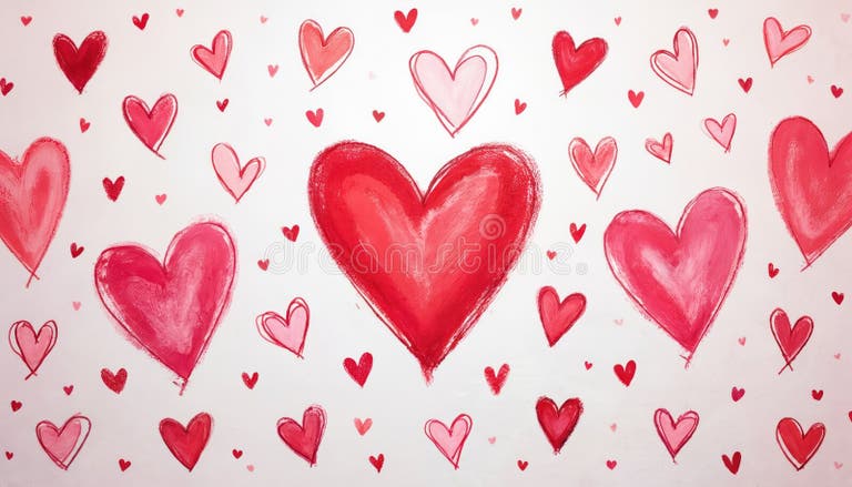 Horizontal Composition Featuring Romantic Hand-drawn Heart Border ...