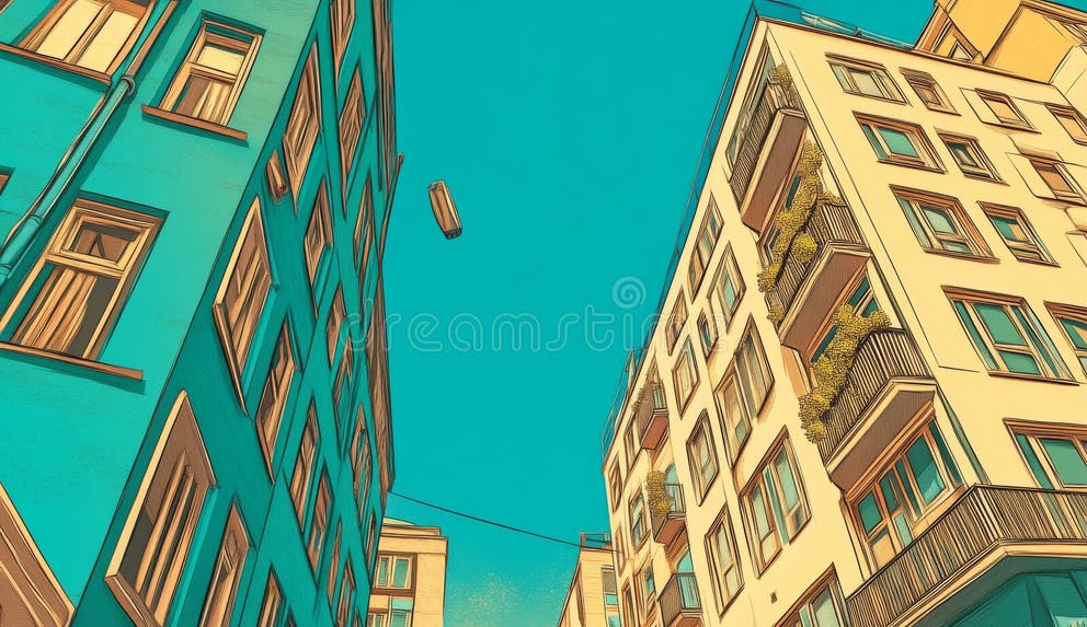 A Horizontal Construction Building Facade Depicted in a 3D Perspective ...