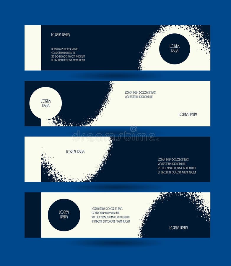 Horizontal Creative Flyers Set. Grunge Dark Blue Design Modern L Stock ...