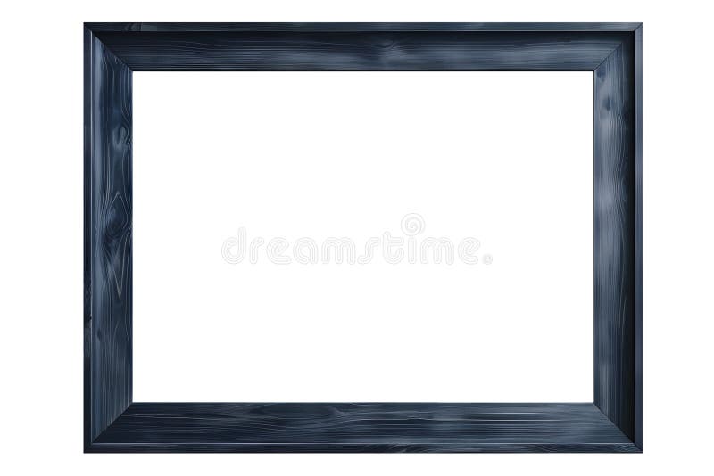 Horizontal Dark Blue Empty Picture Frame Isolated on Transparent or ...