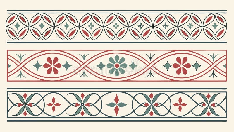 Horizontal Decorative Borders, Traditional Patterns, Vector Design ...