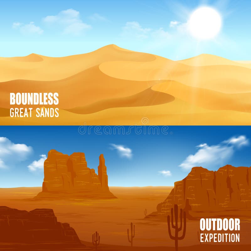 Horizontal Desert Banners stock illustration. Illustration of ...