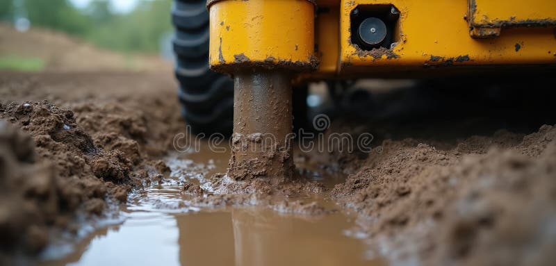 Horizontal Directional Drilling Machine Operates in Mud, Installing ...