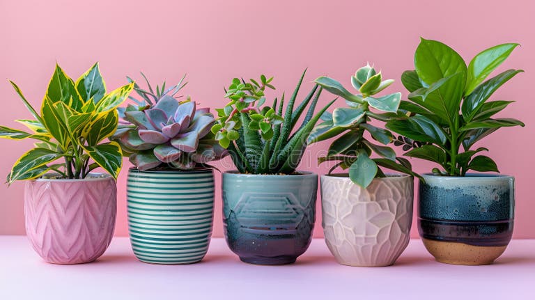 Horizontal Display of Indoor Cacti: Clean and Simplified Botany Image Stock Illustration ...