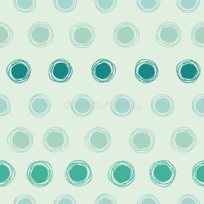Horizontal Doodle Round Abstract Seamless Pattern. Green Hand Drawn ...