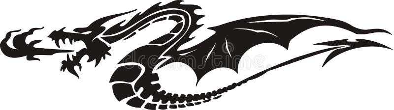 Horizontal Dragons. stock vector. Illustration of black - 17275890