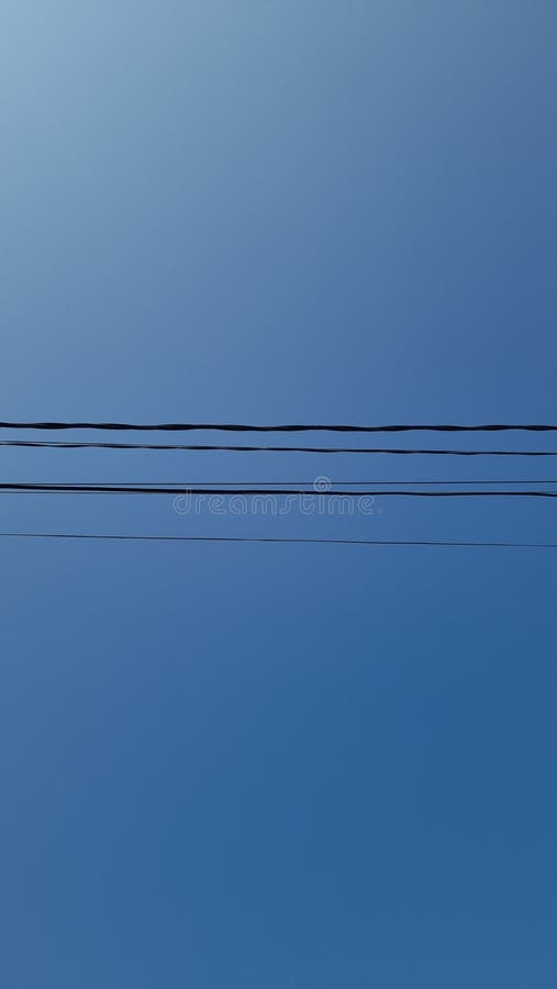 Horizontal Electrical Cables in the Blue Sky Stock Image - Image of ...