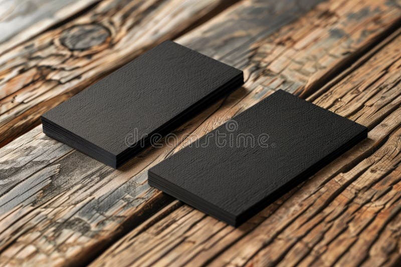 Horizontal Empty Front and Back Side Black Embossed Business Card ...