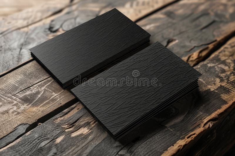 Horizontal Empty Front and Back Side Black Embossed Business Card ...