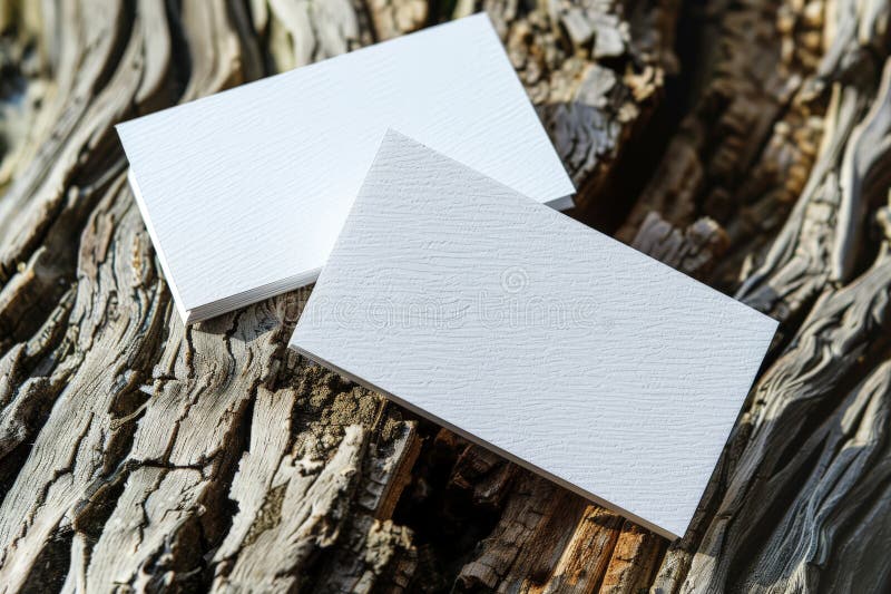 Horizontal Empty Front and Back Side White Business Card Mockup with ...