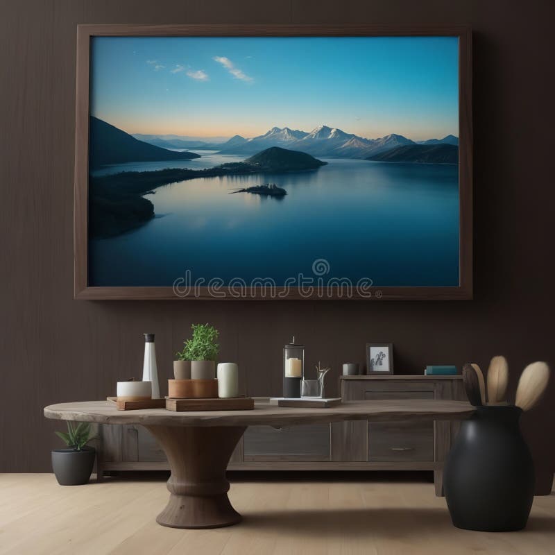 Horizontal Extra Wide Frame Poster Mock Up with Mild Interior Design ...