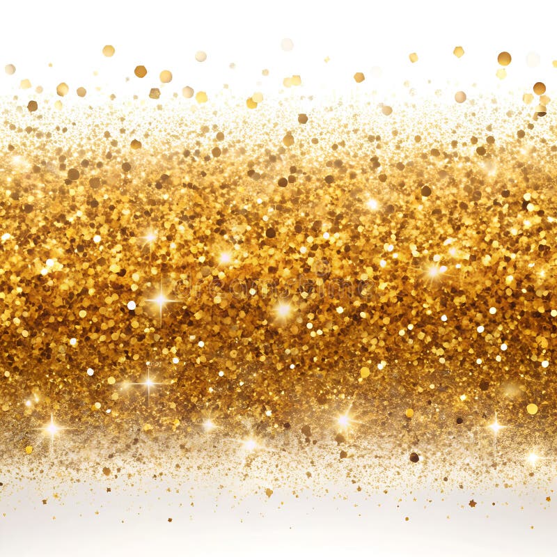 Festive Horizontal Background with Gold Glitter Isolated on White ...