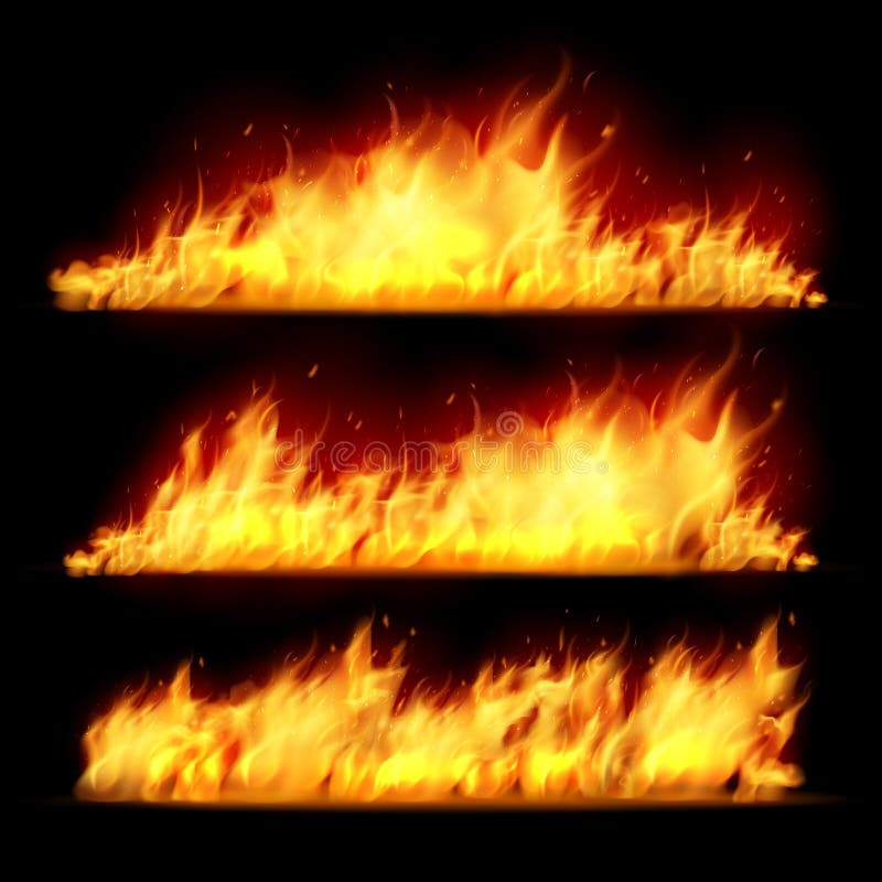 Realistic Fire Set stock vector. Illustration of shiny - 241730826