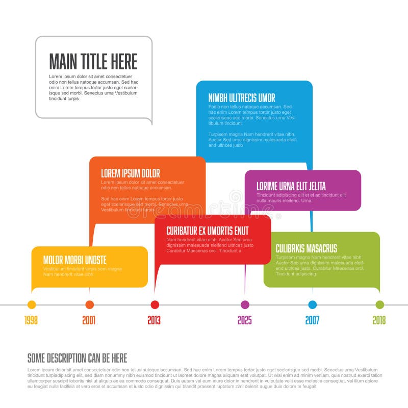 Horizontal Flat Timeline Template Made from Color Rectangle Speech ...