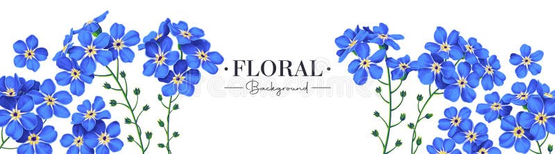 Spring Banner with Forget-me-not Flowers. Stock Vector - Illustration ...