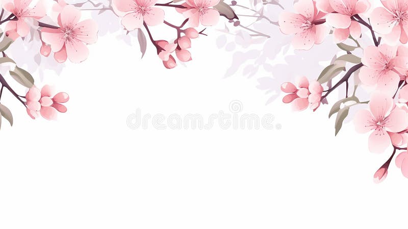 Horizontal Floral Frame for Wedding Invitation Card on White Background ...