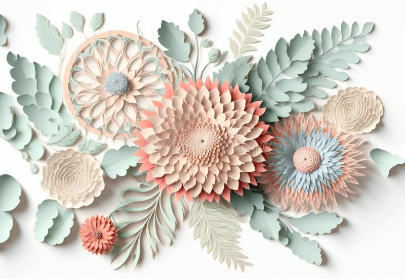 Horizontal Floral Pattern Abstract, Digital Illustration Painting ...