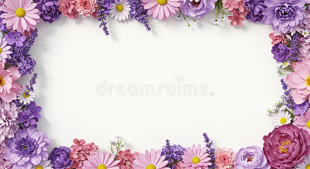 Horizontal Flower Art Bordering Blank Image Abstract Vector Digital ...
