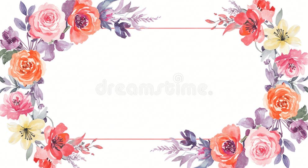 Horizontal Flower Art Bordering Blank Image Abstract Vector Digital ...