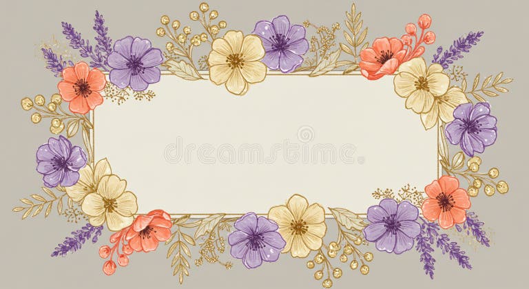 Horizontal Flower Art Bordering Blank Image Abstract Vector Digital ...