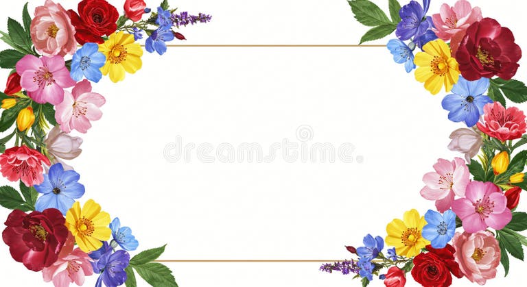Horizontal Flower Art Bordering Blank Image Abstract Vector Digital ...