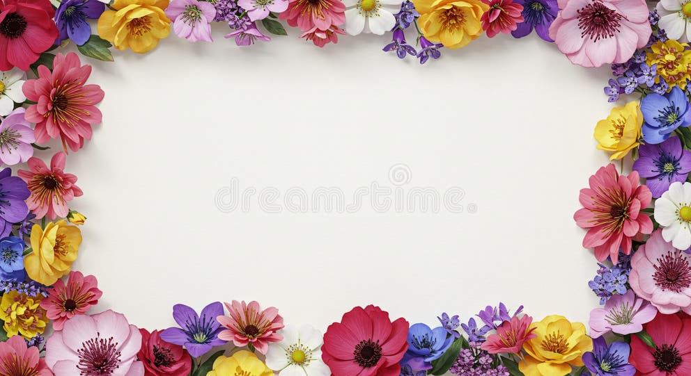 Horizontal Flower Art Bordering Blank Image Abstract Vector Digital ...