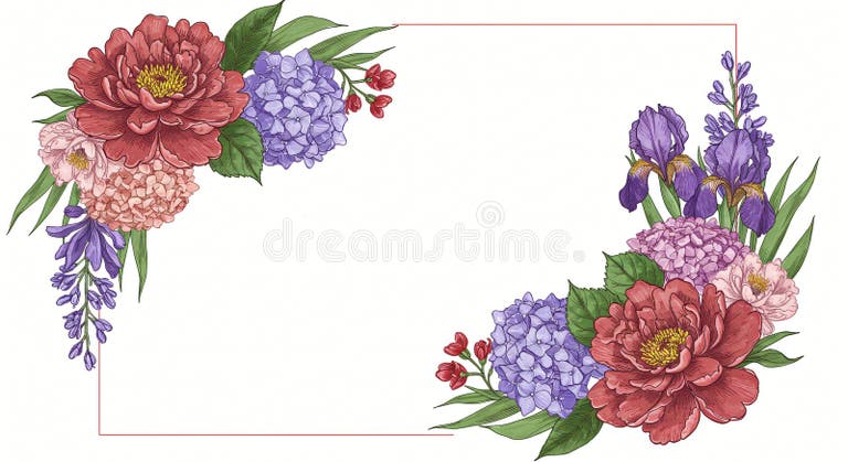 Horizontal Flower Border Blank Image Abstract Vector Digital Design Illustration Wallpaper Stock ...