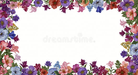 Horizontal Flower Border Blank Image Abstract Vector Digital Design ...