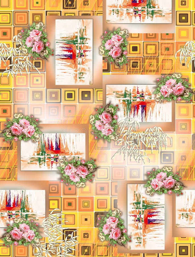 Floral Pattern with Unique Abstract Colorful Pattern Stock Illustration ...