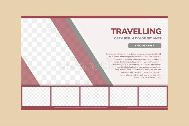 Horizontal Flyer Design Template for Travelling. Diagonal and Rectangle ...