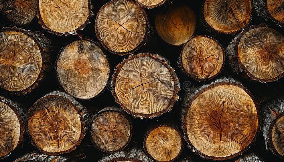 Horizontal Format Photo. Close Up View of the Front of Many Logs Stock ...