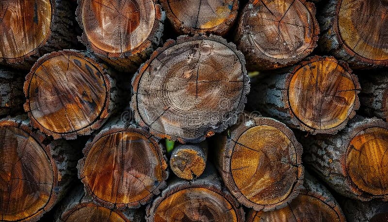 Horizontal Format Photo. Close Up View of the Front of Many Logs Stock ...