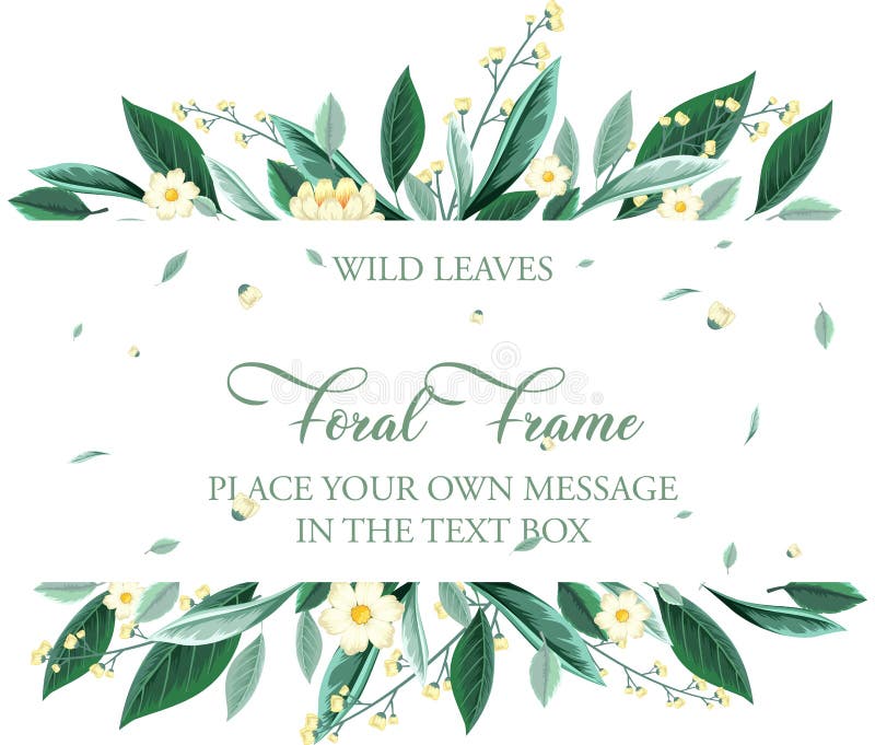 A Horizontal Frame with Flowers and Foliage Template Stock Vector ...