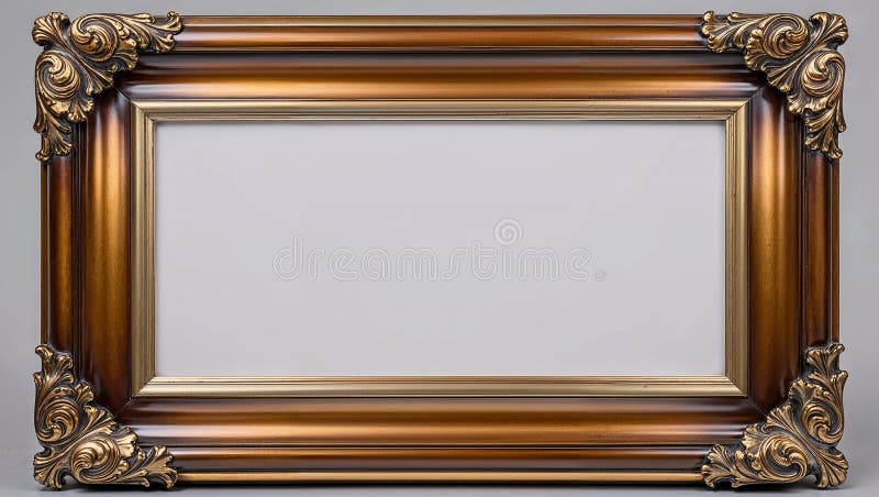Horizontal Frame with Luxurious Ornate Golden Detailing Empty Stock ...
