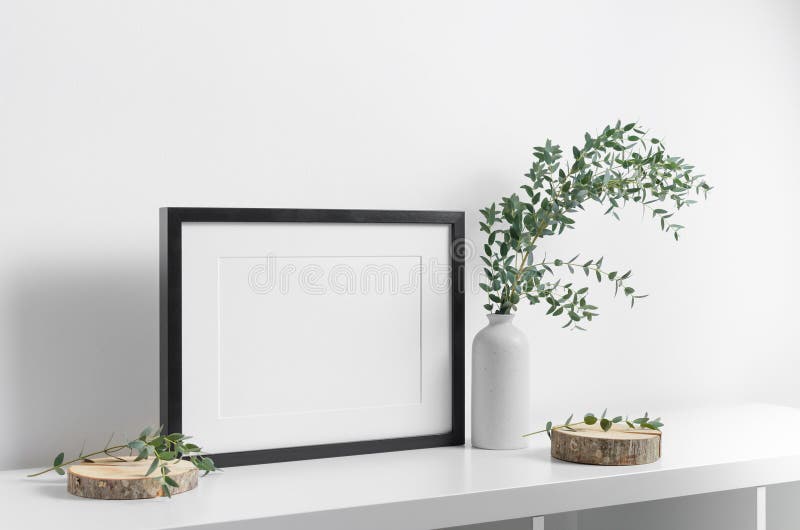 Horizontal Frame Mockup in White Room with Botanical Decor, Blank ...