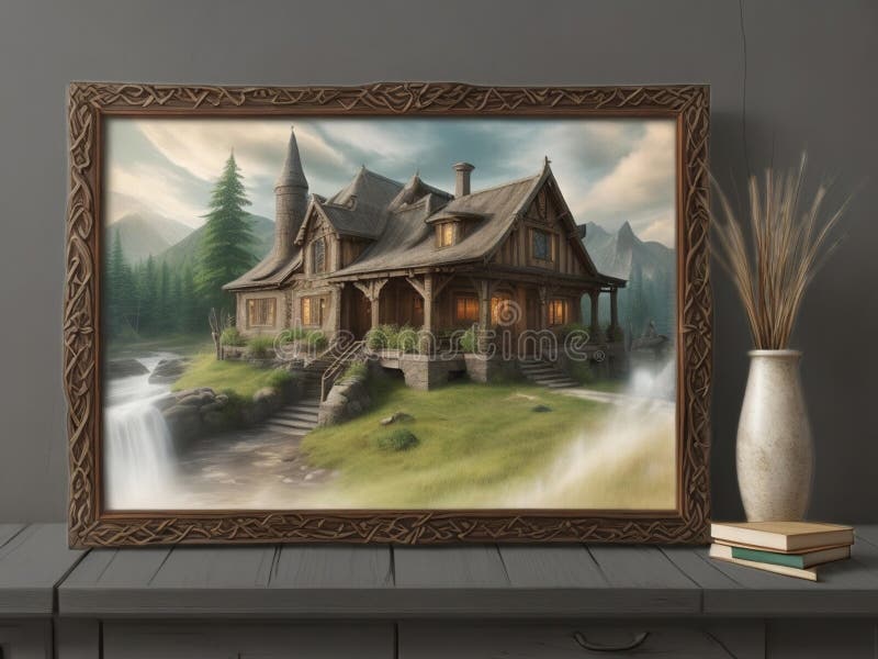 Horizontal Frame Poster Mock Up with Mild Interior Design Stock ...