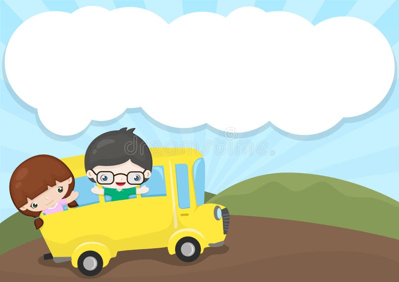 Horizontal Frame with School and Kids Stock Vector - Illustration of ...