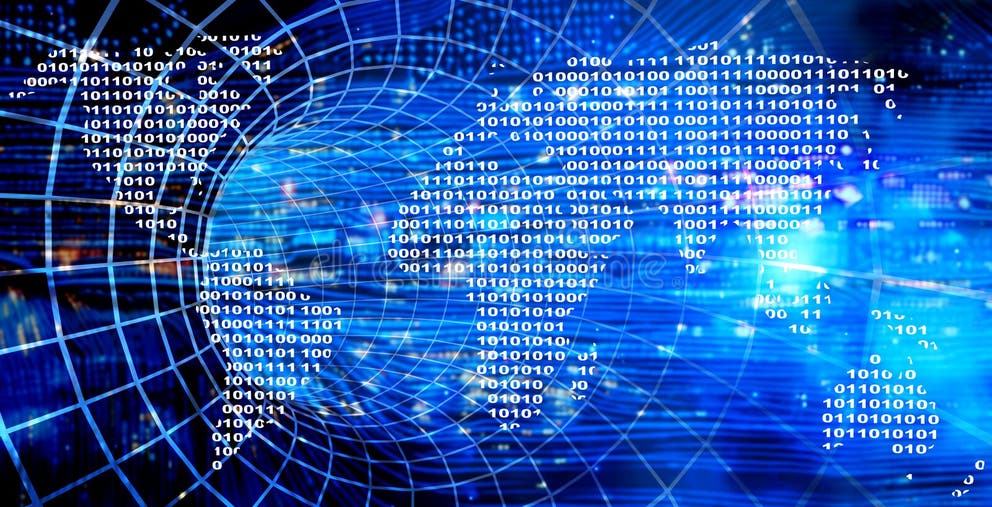 Horizontal Futuristic Background with Mesh Tunnel, Map of the World ...