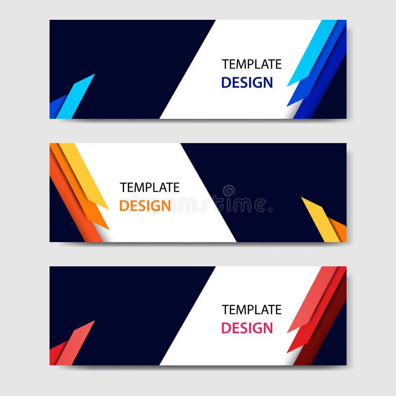 Horizontal Geometric Shape Banner Template Abstract Paper Cut Style ...