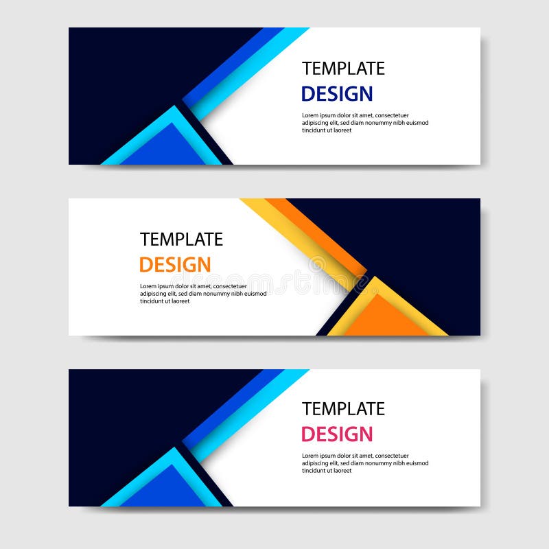 Horizontal Geometric Shape Banner Template Abstract Paper Cut Style ...