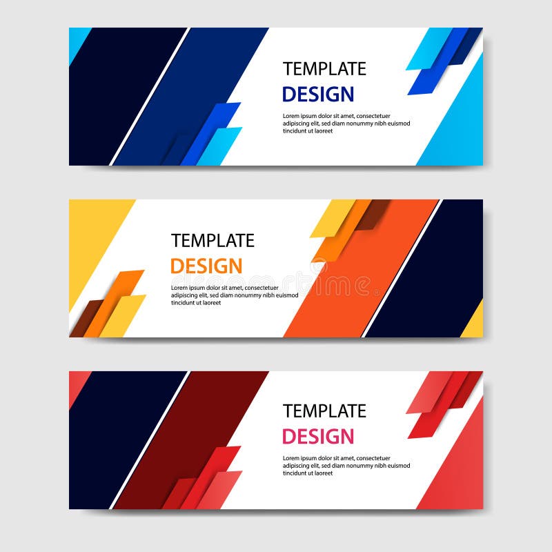 Horizontal Geometric Shape Banner Template Abstract Paper Cut Style ...