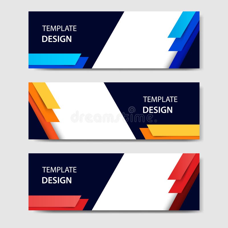 Horizontal Geometric Shape Banner Template Abstract Paper Cut Style ...