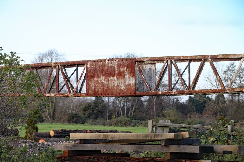 A Horizontal Girder of a Rusty Old Crane in a Wood Yard in Somerset ...