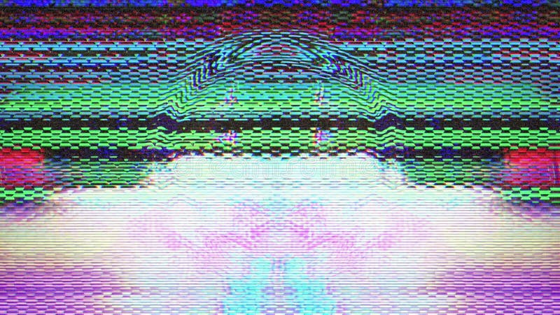 Horizontal Glitch Effect with Old TV Screen Interference Stock Footage ...