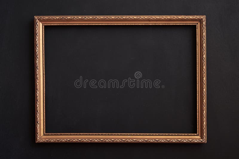 Horizontal Gold Frame on Black for Copyspace Stock Photo - Image of ...