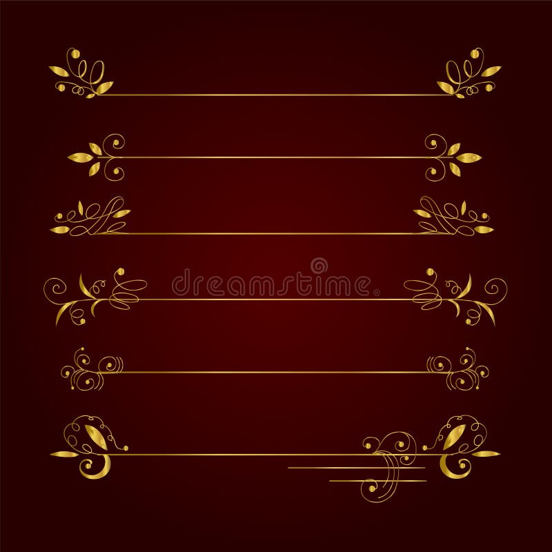The Horizontal Gold Patterns To Emphasize the Inscriptions Stock Vector ...
