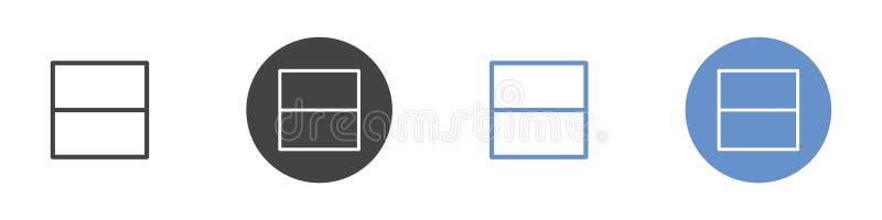 Horizontal Half Layout Icon Flat Set in Black and White Color Stock ...