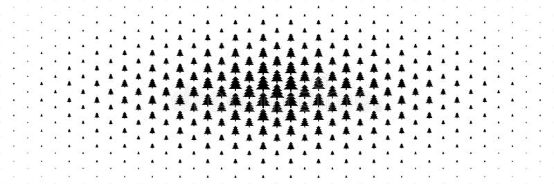 Horizontal Halftone of Black Christmas Tree Spread from Center for ...