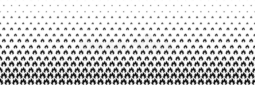 Horizontal Halftone of Black Fire Design for Pattern and Background ...